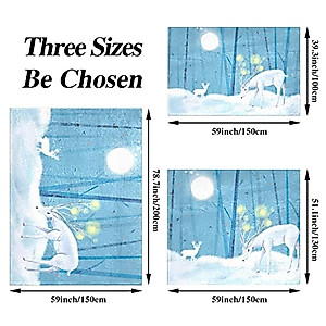 VBFOFBV Bedding Fleece Blanket, Decorative for Bedroom Sofa Floor, Snowy Night Deer Animal