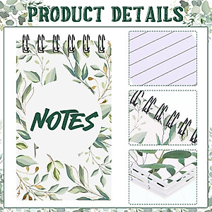 Yeaqee 24 Pcs Greenery Eucalyptus Spiral Notebook Mini Aesthetic Spiral Notebook Cute Eucalyptus Flower Party Favors Journal Small Memo Note Pad Bulk for Office Supplies Wedding Party
