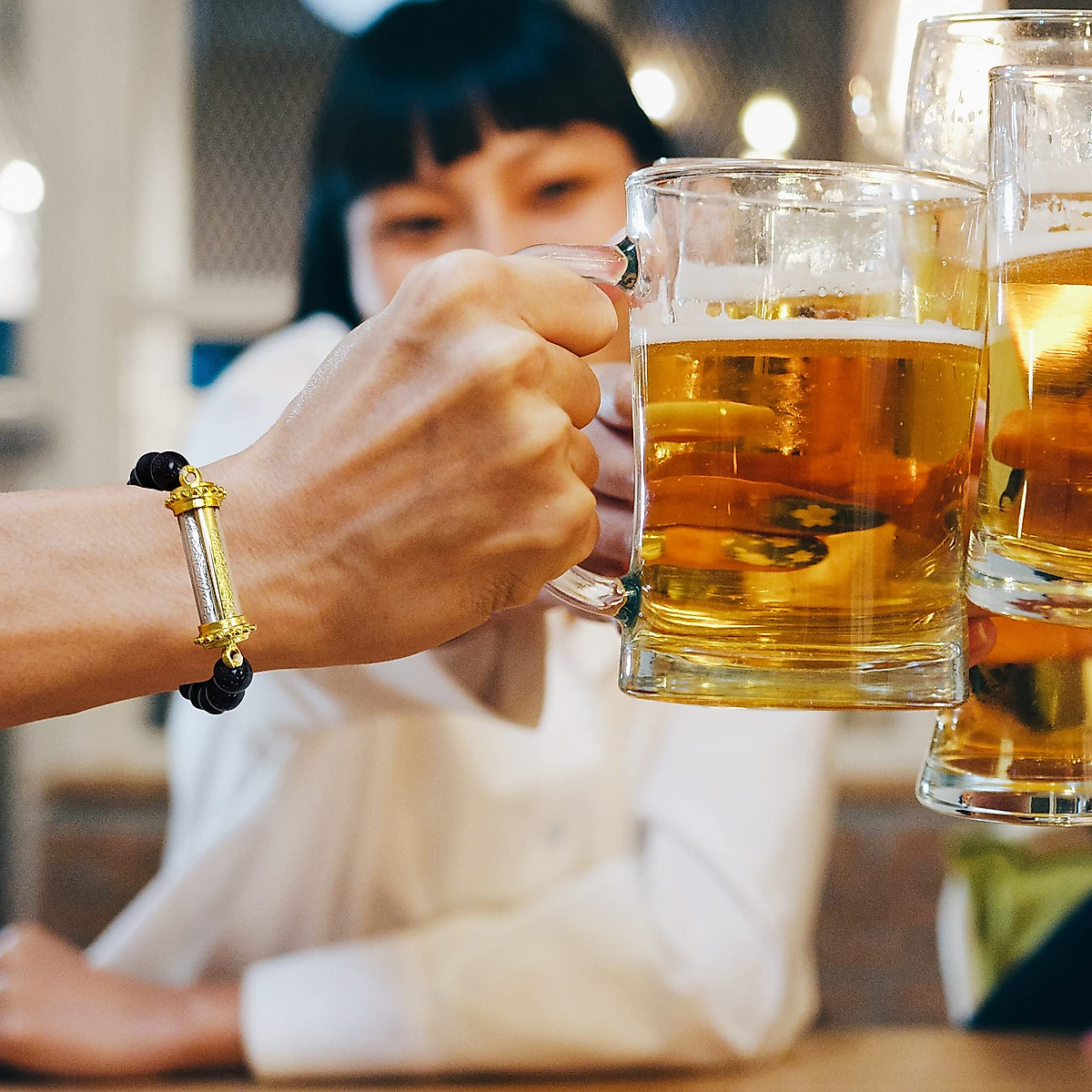 Heavens Tvcz Buddha Bracelet With Green Healing Stones For Protection, Strength And Grounding. Real Crystal Beads.