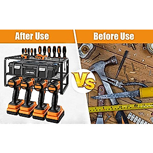 Power Tool Organizer, Drill Holder Wall Mount, Power Tool Storage Rack With Removable Design, Garage Heavy Duty Tool Shelf for Cordless Drill Storage, Gifts for Men/Dad/Grandfather
