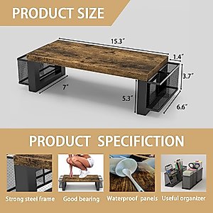 WESTREE Monitor Stand Riser with Storage, Desktop Computer Monitor Stand, Multi-Purpose Desk Organizer Shelf for Laptop Computer PC