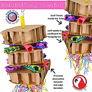 Bonka Bird Toys 3734 Clown Box Medium Bird Toy Conure African Grey Shred Pleasure