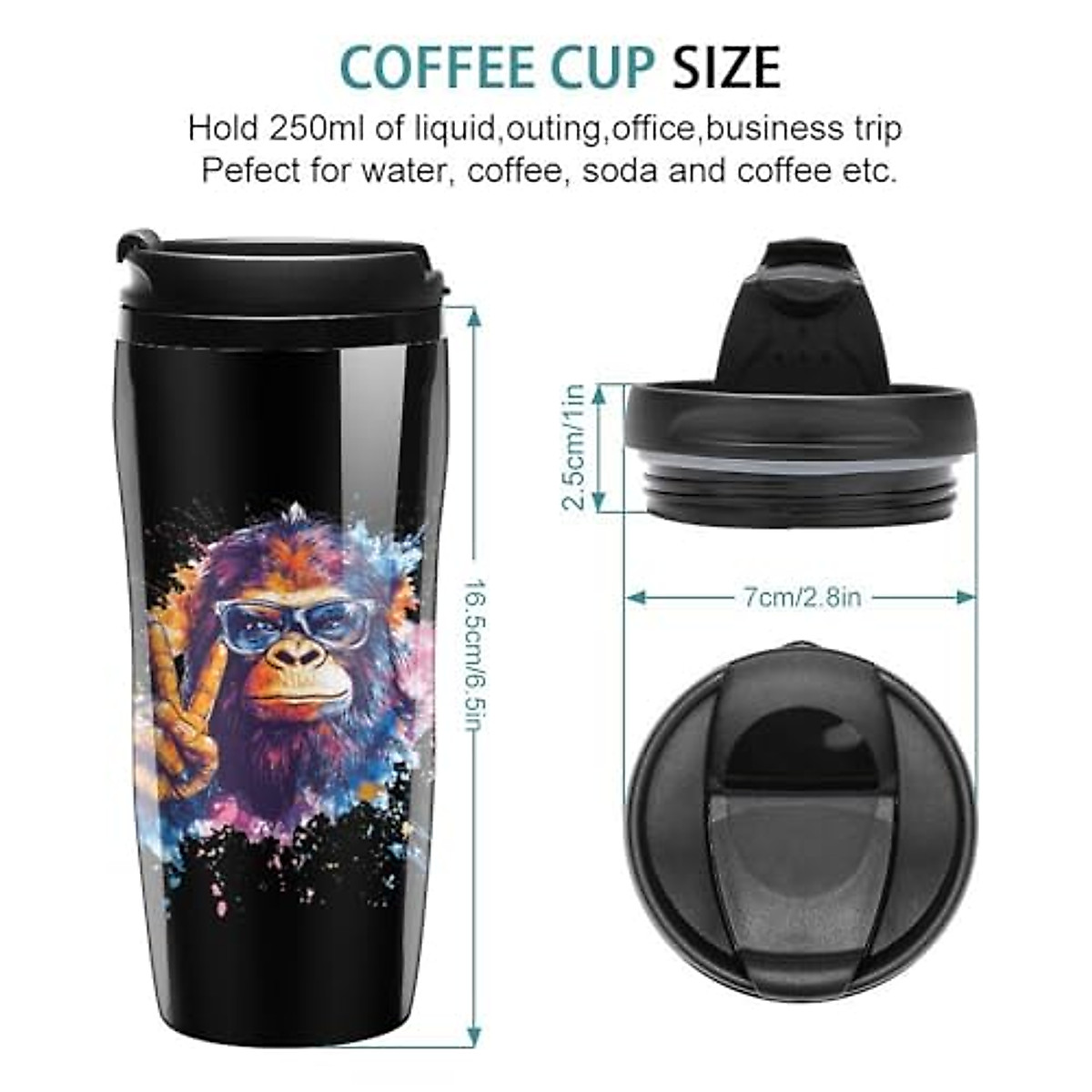 Peace Sign Bigfoot Sasquatch Travel Coffee Mug Reusable Coffee Cup Tumbler with Lid for Outdoor 350ml