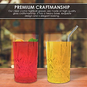 MINUTES GROUP Godinger Highball Glasses- 6pcs Tall Drinking Glasses Beverage Cups, Clear Water Glass with Heavy Weighted Base, Perfect for Juice Wine Beer Cocktails Whiskey and Mixed Drinks