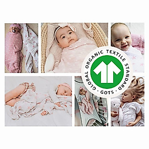 Bloomsbury Mill – Swaddle Blanket - Muslin Swaddle Blankets for Baby Girls and Boys - 100% Organic Cotton Baby Swaddles 3 Pack - Pink and White – 47” x 47”