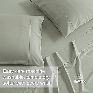 Bamtek 100% Viscose Bamboo Sheets Queen Size Bed - Super Soft and Silky Queen Sheets - Cooling Bamboo Sheets for Hot Sleepers - 4PC 17' Deep Pocket Queen Sheet Set and Pillowcases Set of 2 (Sage)