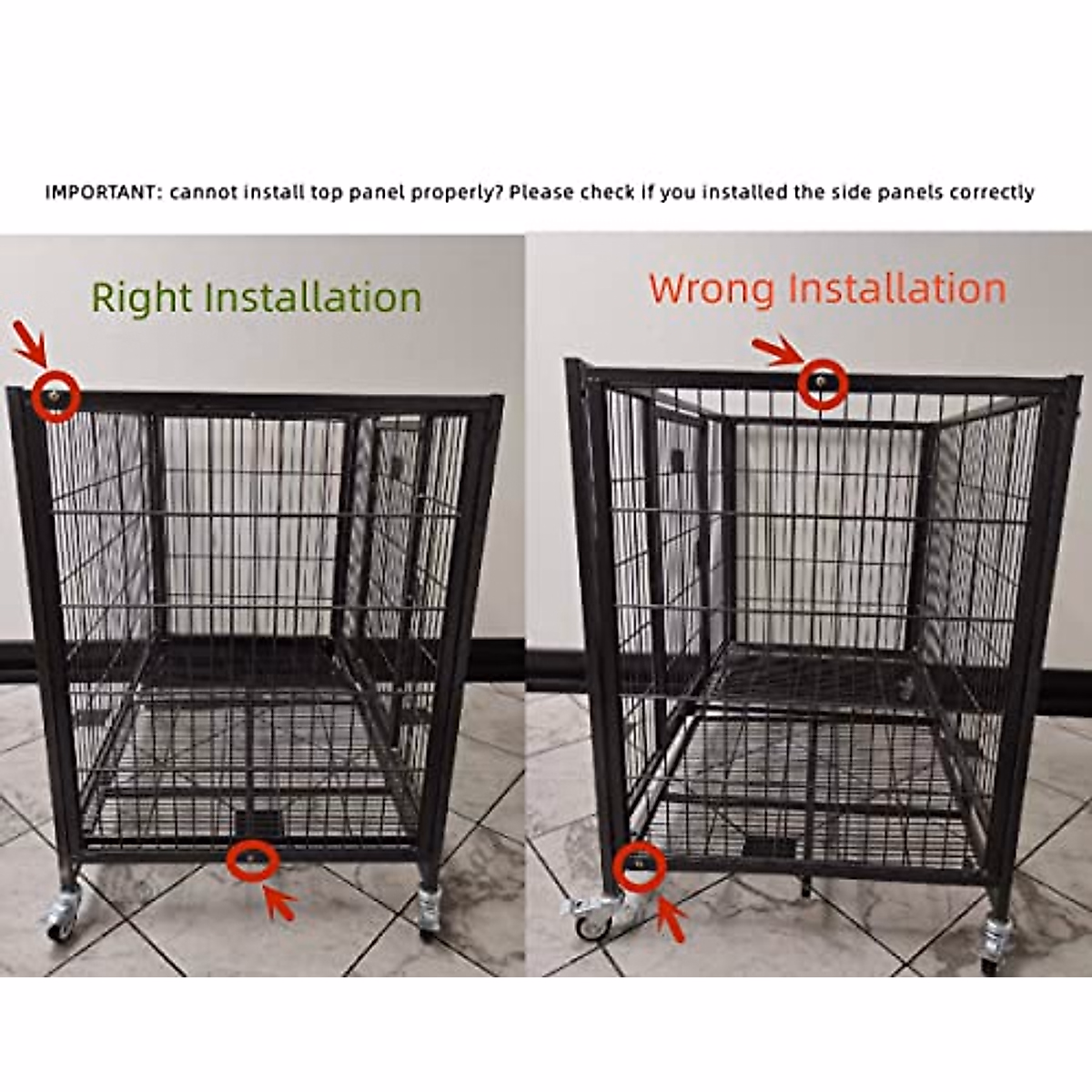 Homey Pet 37 inch Heavy Duty Dog Crate, Extra Strong Dog Cage for Medium Dog, Indoor High Anxiety Double Door Dog Crate on Wheels with Removable Tray