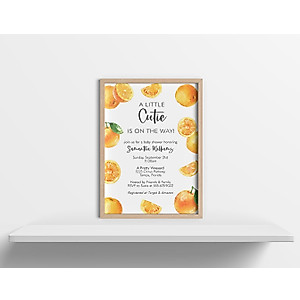 Baby Shower Invitation Oranges Cuties Citrus Tangerine Tropical Lil Cutie Little Summer Unisex Sprinkle Customized and Printed Personalized Cards (12 Count)