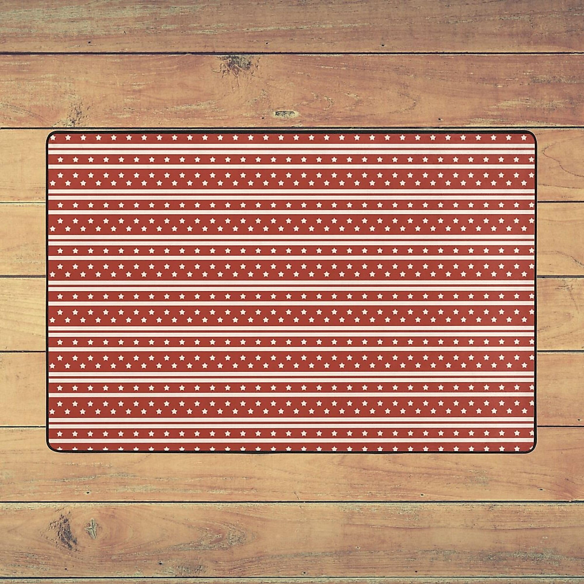 aHaBiKas Door Mat Outside Indoor Entrance, Patriotic Stars Stripes Red Front Porch Rug Washable Kitchen Rugs Non-Slip Shower Rugs Bathroom Mats Quick Dry, 36"x24"
