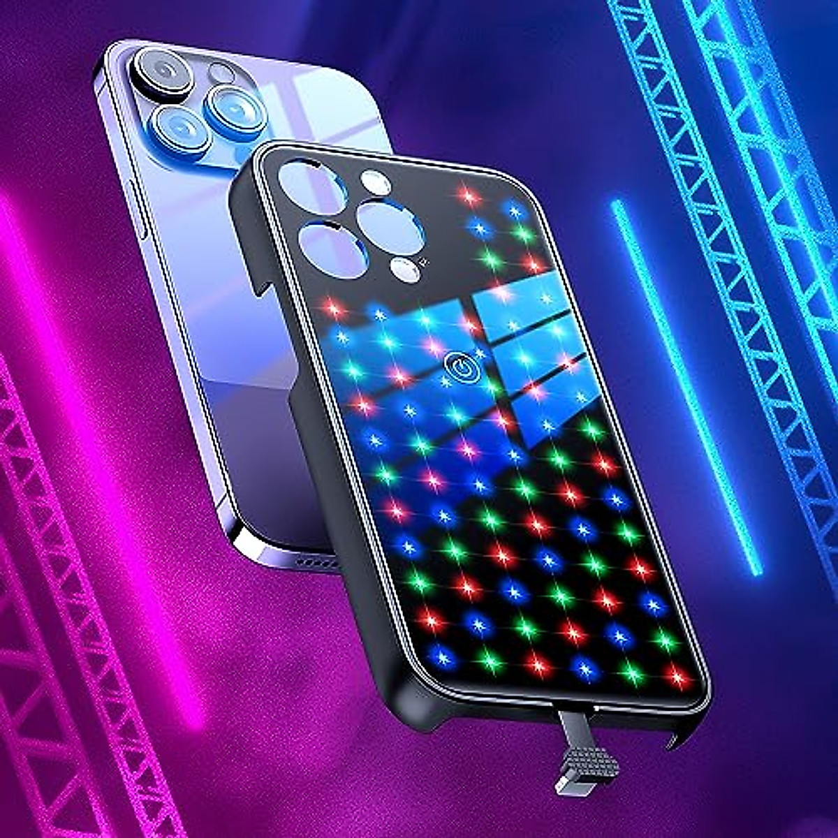YOLOLAND iPhone 14 Pro Max Phone Case, RGB Led Luminous Phone Case, Starry Sky Shining, Colorful Flashes