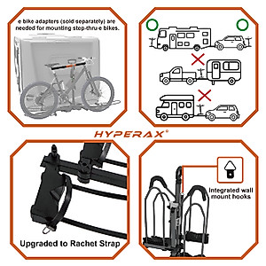 HYPERAX 2023 Volt RV -RV Approved Hitch Mounted 2 E Bike Rack Carrier for RV,Camper,Motorhome,Trailer,Toad with 2" Tow Hitch Receivers - Up to 2X 80lbs eBikes with Up to 5" Fat Tires