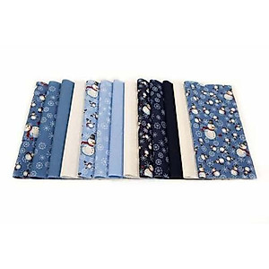 FlashPhoenix Quality Sewing Fabric – 96 Pc Snowman, Snowflake pre-Cut Charm Pack 5 Squares 100% Cotton Fabric Quilt Size: 5x5 Inch