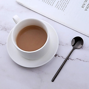 Poylim Stainless Steel 18/10 Black Coffee Spoons, 8 Pieces