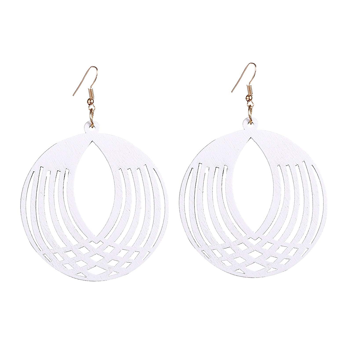 6 Pairs Ethnic Wooden Dangle Earrings Bohemian Wooden Hollow African Drop Earrings Sets Lightweight African Style Wood Teardrop Hook Earrings Retro Natural Wood Statement Earrings Jewelry