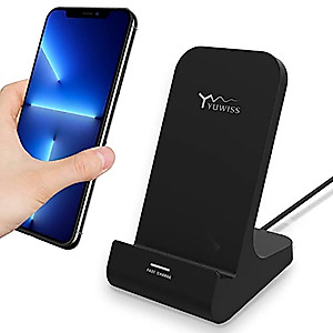 Wireless Charger YW YUWISS Wireless Phone Charger Stand 10W Max Compatible with Apple iPhone 14 13 12/12 Pro Max/ 11Pro/11Pro Max/XR/XS Max/XS/X/8/8Plus, Samsung Galaxy (Dark)