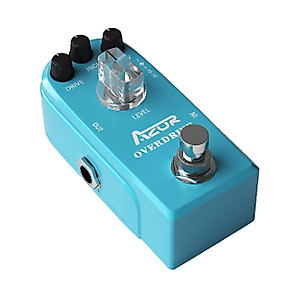 AZOR Overdrive Guitar Effect Pedal with Guitar Effect Pedal Cables 3 Pack (Gold)