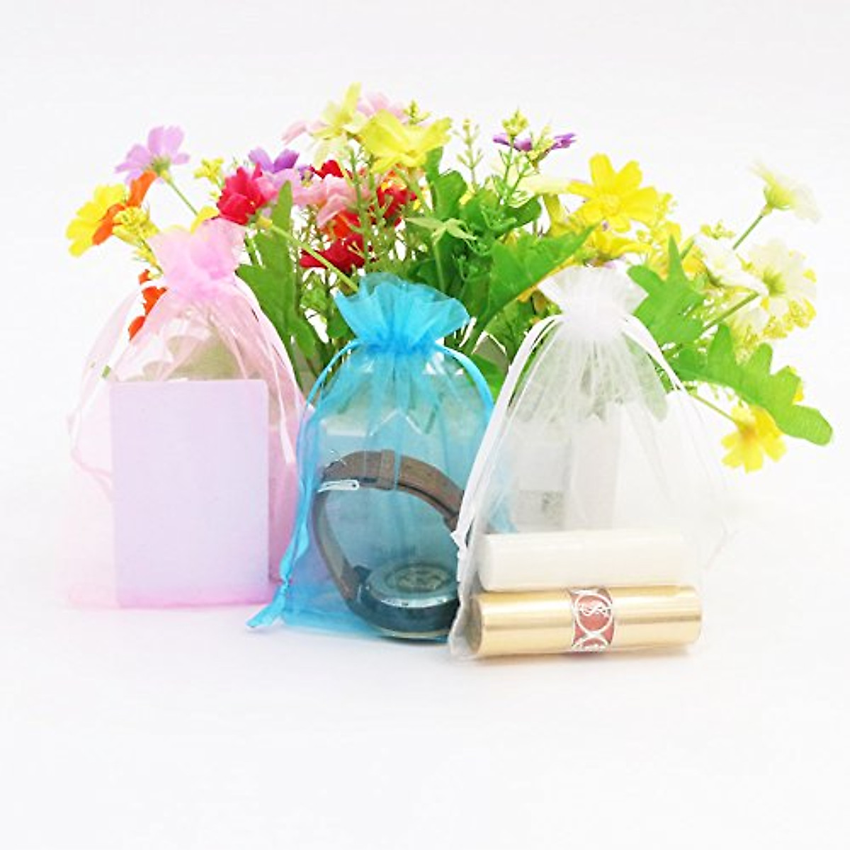 SumDirect 110Pcs 4x6 inches Mixed Color Sheer Drawstring Organza Jewelry Pouches Wedding Party Christmas Favor Gift Bags