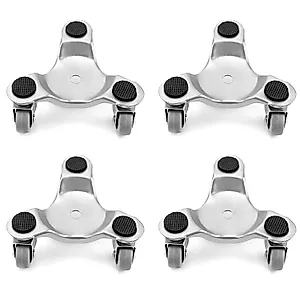 QWORK 4 pcs 6" Steel Tri-Dolly, 400 lbs Load Capacity, Great for Moving Furniture & Appliances, Durable and Easy to Use