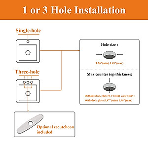 RULIA Brushed Nickel Kitchen Faucet, Kitchen Sink Faucet, Sink Faucet, Pull-Down Kitchen Faucet, Bar Kitchen Faucet, RV Kitchen Faucet, RB1040