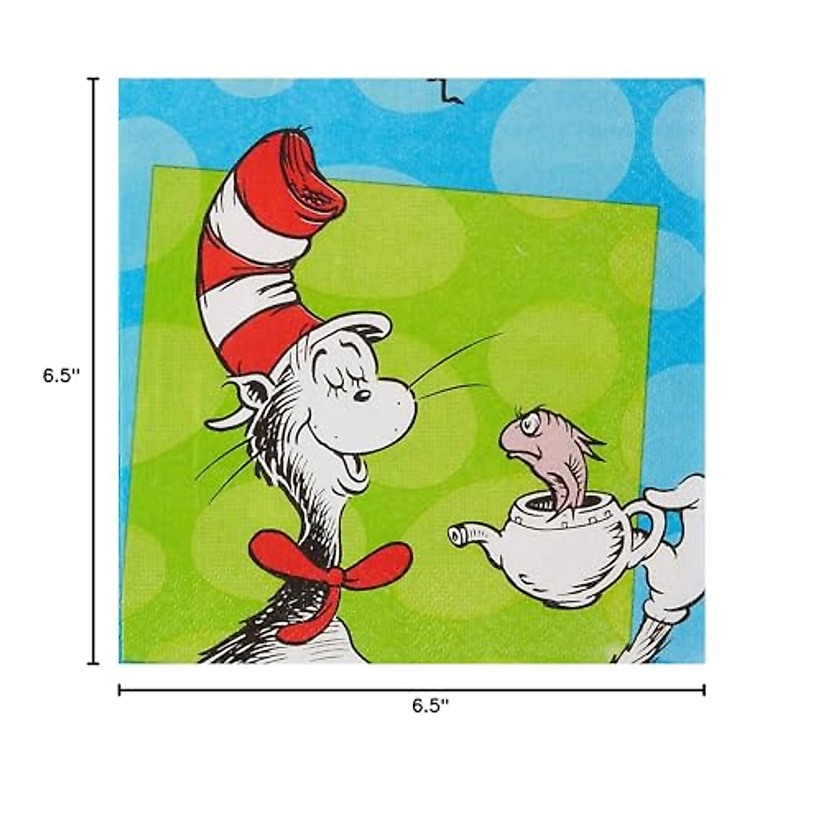 Amscan 511734 Dr. Seuss Luncheon Napkins, 6.5x6.5-inches, Multicolor, 16 Count