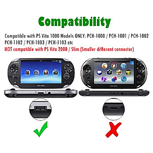 BATSOEASY 3.9ft USB Charger Cable Compatible with PS Vita, Charging Cable Data Cord Compatible with PlayStation Vita 1000 PSV with 6pcs Thumb Grip Caps (Only Compatible with PS Vita 1000 Models)