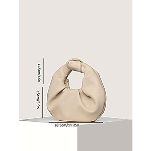 Verdusa Women's Ruched PU Leather Hobo Handbag Clutch Purse Apricot one-size