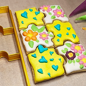 Large Rectangle Puzzle Cookie Cutter for Dough, 6 Pcs Multicutter 6.375" by 4.25" with 2.125-Inch Square Pieces (Puzzle)