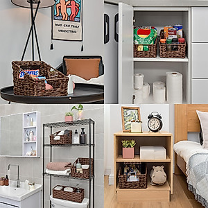 GRANNY SAYS Wicker Storage Baskets, Waterproof Wicker Basket with Handles, Trapezoid Woven Storage Bins for Organizing, Decorative Wicker Basket, Brown, 2-Pack