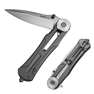 ALBATROSS Pocket Folding Knife, Tactical Knifes with Glass Breaker,Good for Outdoor Camping Hunting Fishing Hiking Survival, Gifts for Men FK052 (Gray)