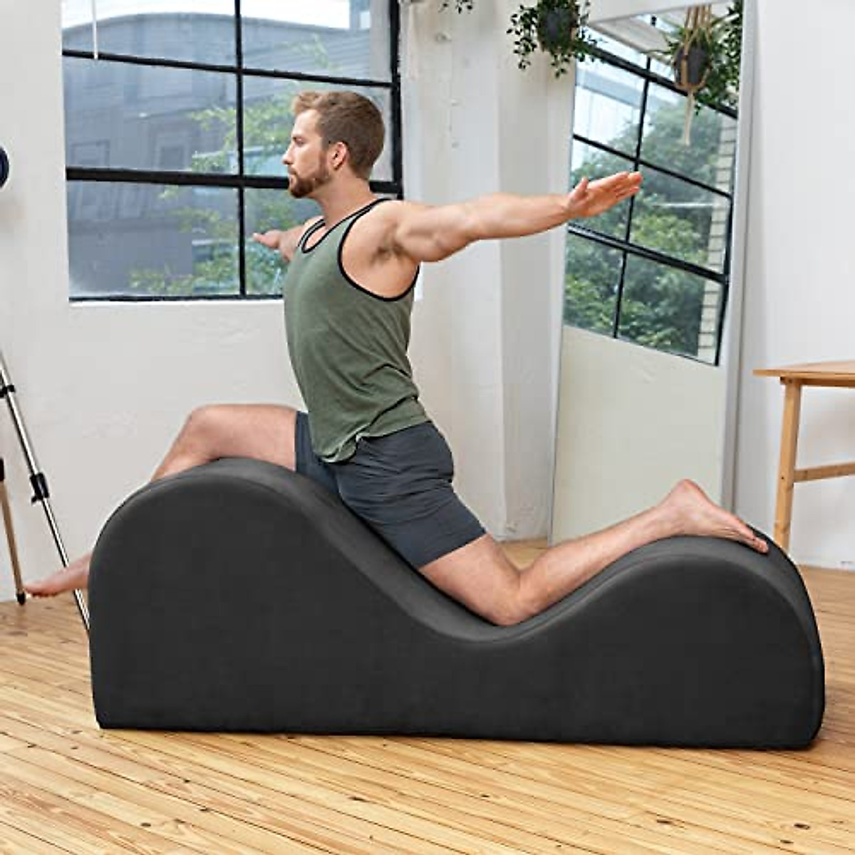 Avana Luvu Lounger - Chaise Lounge Chair for Yoga, Exercise, Massage - High Density Foam - Made in The USA - Black