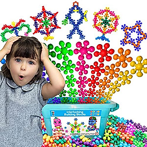 Curious 2 Learn 300 Pieces Building Blocks- Kids STEM Toys Educational Building Toys- Discs Sets Interlocking, Solid Plastic for Preschool Kids Boys and Girls Aged 3+, Creativity Kids Toys