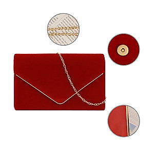 Aisi Women Velvet Handbag Purse Envelope Evening Clutch Velvet Chain Crossbody Bags Party Bridal Purse