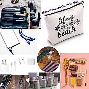 TSOTMO Beach Bag Beach Life Configuration Makeup Bag Trip Gifts Life is Better at The Beach Cosmetic Bag Gift for Beach Beach Themed Gift (Beach Life)