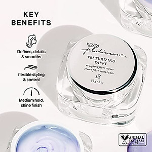 Kenra Platinum Texturizing Taffy 13 | Styling Fiber Crème | Medium Hold | Defines, Details, & Smooths Styles | Superior Control for Sculpting Short & Long Hairstyles | All Hair Types | 2 fl. Oz