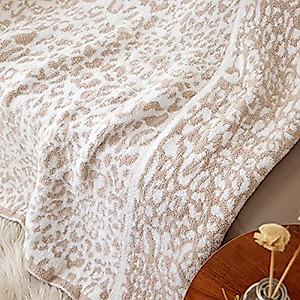 MH MYLUNE HOME Ultra Soft Leopard Throw Blanket (51x63 inches) Khaki Microfiber Blanket Plush Warm Reversible Cheetah Blanket Leopard Pattern Throw for Couch Bed Sofa