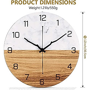 12 Inch Modern Silent & Non-Ticking Decorative Wall Clocks for Living Room Home,Office,School,Bedroom,Battery Operated (02)
