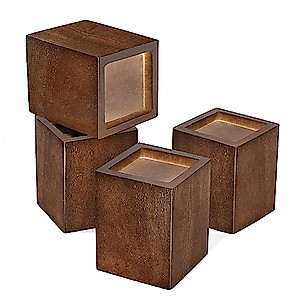 Sopicoz 3 inch Furniture Risers Square Bed Risers Set of 4, Heavy Duty Wood Bed Lifters Bed Frame Risers Blocks for Sofa, Chair, Cabinet, Table