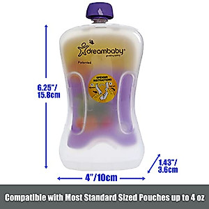 Dreambaby Pouch Pal Self Feeding Baby Food Pouch Holder - No Squeeze, No Spill, No Mess Reusable Container for Toddlers 1 Count (Pack of 1)