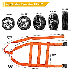Partsam Tow Dolly Basket Straps - 2 Pack Equipped with Flat Hooks, Car Wheel Straps System Tire Net, Fits 15"-19" Tires/Wheels, 10000 lbs Break Strength, Orange, with 1 Carrying Bag
