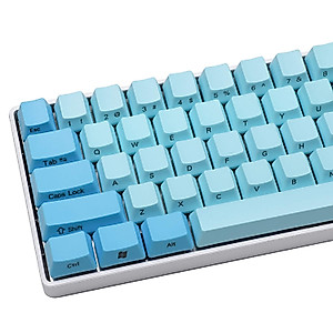 YMDK 61 ANSI Custom 60% KEYCAPS OEM Profile Thick PBT KEYCAP Set Suitable for Cherry MX Switches Mechanical Gaming Keyboard (ONLY KEYCAP) (Dark-Light Blue Side Print)