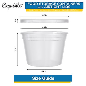 Disposable 16 oz Plastic Containers With Lids - 48 Of Each Containers And Lids - Leak Resistant Containers For Food - Deli Containers - Clear Stackable Containers - Microwave And Freezer Safe
