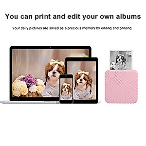 Gaeirt Sticker Printer, Mini Portable Wireless Bluetooth Thermal Printer, 203dpi 58mm Photo Printing Portable Pocket Printer Smartphone Photo Printer(Pink)