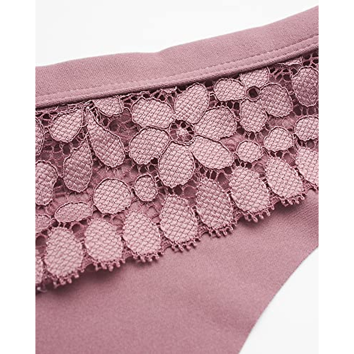 Jessica Simpson Women's Underwear - 3 Pack Microfiber Lace Thong Panties (S-XL), Size Small, Black/Grape Shake/Rose Smoke