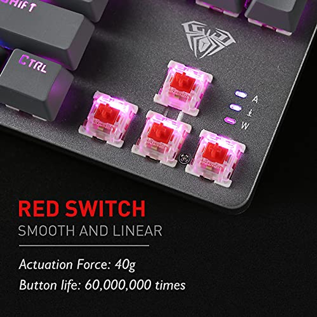 AULA F3287 Wired TKL Rainbow Mechanical Gaming Keyboard, 80% Compact Tenkeyless 87 Keys Layout w/Tactile Red Switches, White & Grey Mixed-Color Keycaps, Programmable Macro Keys