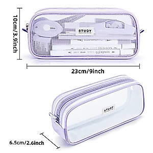 KALIDI Grid Mesh Pencil Case Pen Bag Clear Case Marker Pouch Multifonction Organizer Box Transparent case Makeup Bag Office College School Gift for adults Teen Girl Boy