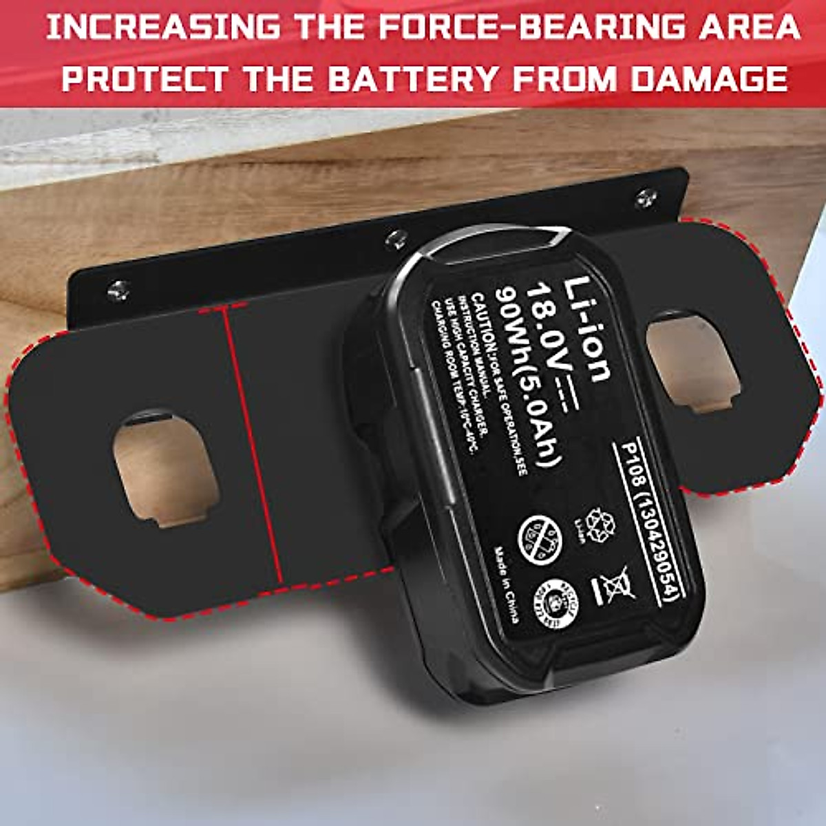 AccEncyc 2 Pack Battery Holder for Ryobi 18V Battery 3 Slot Battery Storage Holder Wall Mount Rack Compatible with Ryobi 18V Battery