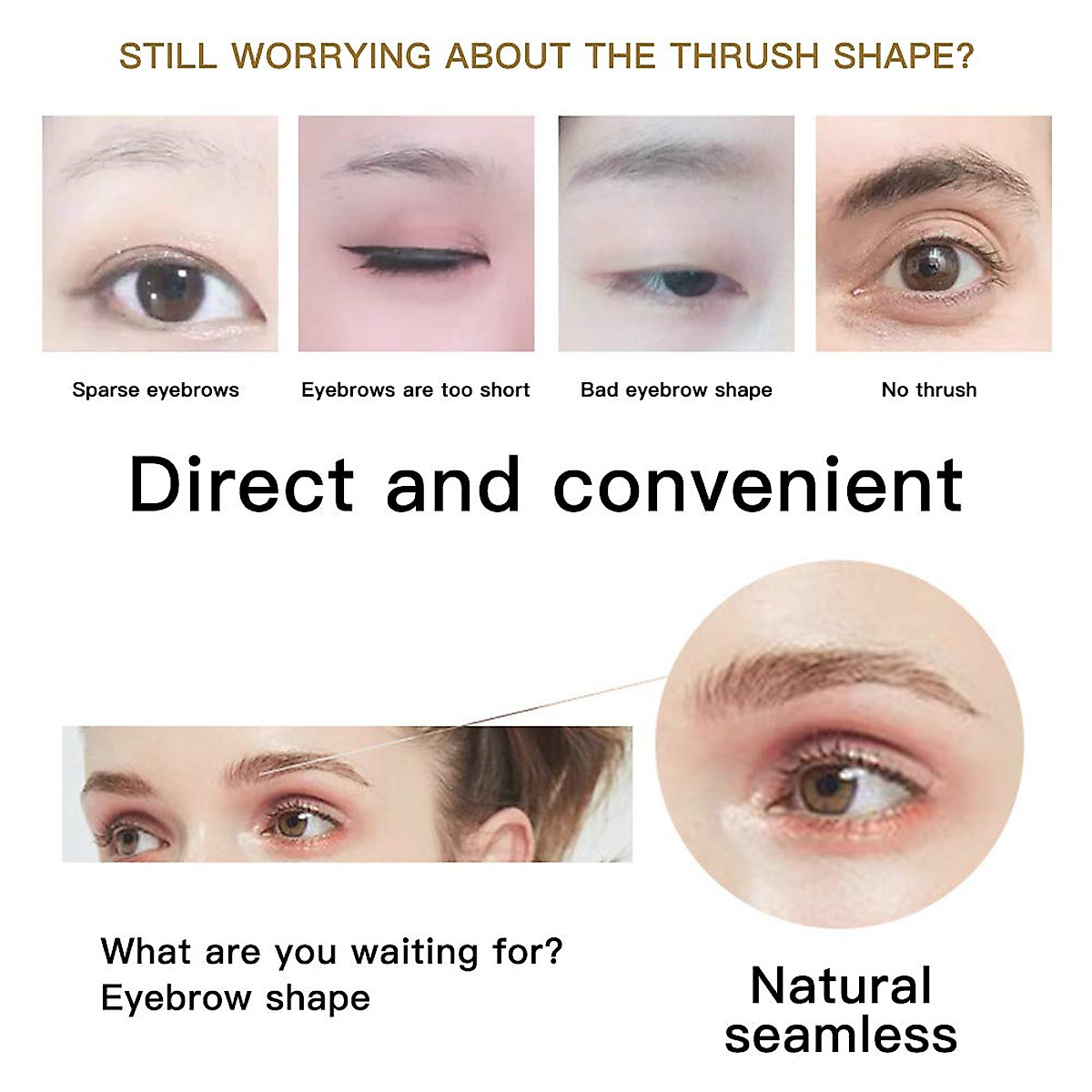 DAGEDA Brown 40 Pairs 4 PC 4D Eyebrow Transfers Stickers, Long Lasting Natural Waterproof Bionic Eyebrow Water Transfer Tattoo Eyebrow Sticker For Woman Man Makeup Tool（#ZX-008）