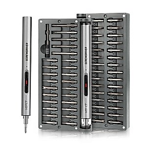 VOTCT Mini Electric Screwdriver 60 in 1 Electric Precision Screwdriver Set with 55 Bits USB Rechargeable Magnetic Repair Tool Kit with LED Lights for Phones Computer Watch Laptop Jewelry Drone