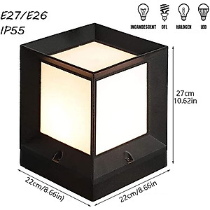 CGJDZMD Outdoor Column Lights, E27 Post Light Fixture IP55 Waterproof Head Lamp Square Fence Guardrail Modern Minimalist Garden Villa Floor Pillar Lantern¡­, M
