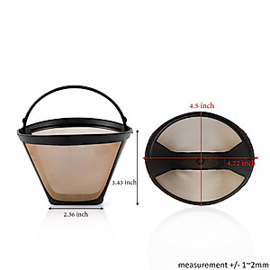 Hession Reusable No.4 Cone Coffee Maker Filters Replacement for Ninja coffee Bar Brewer Basket Filters 2 Pack